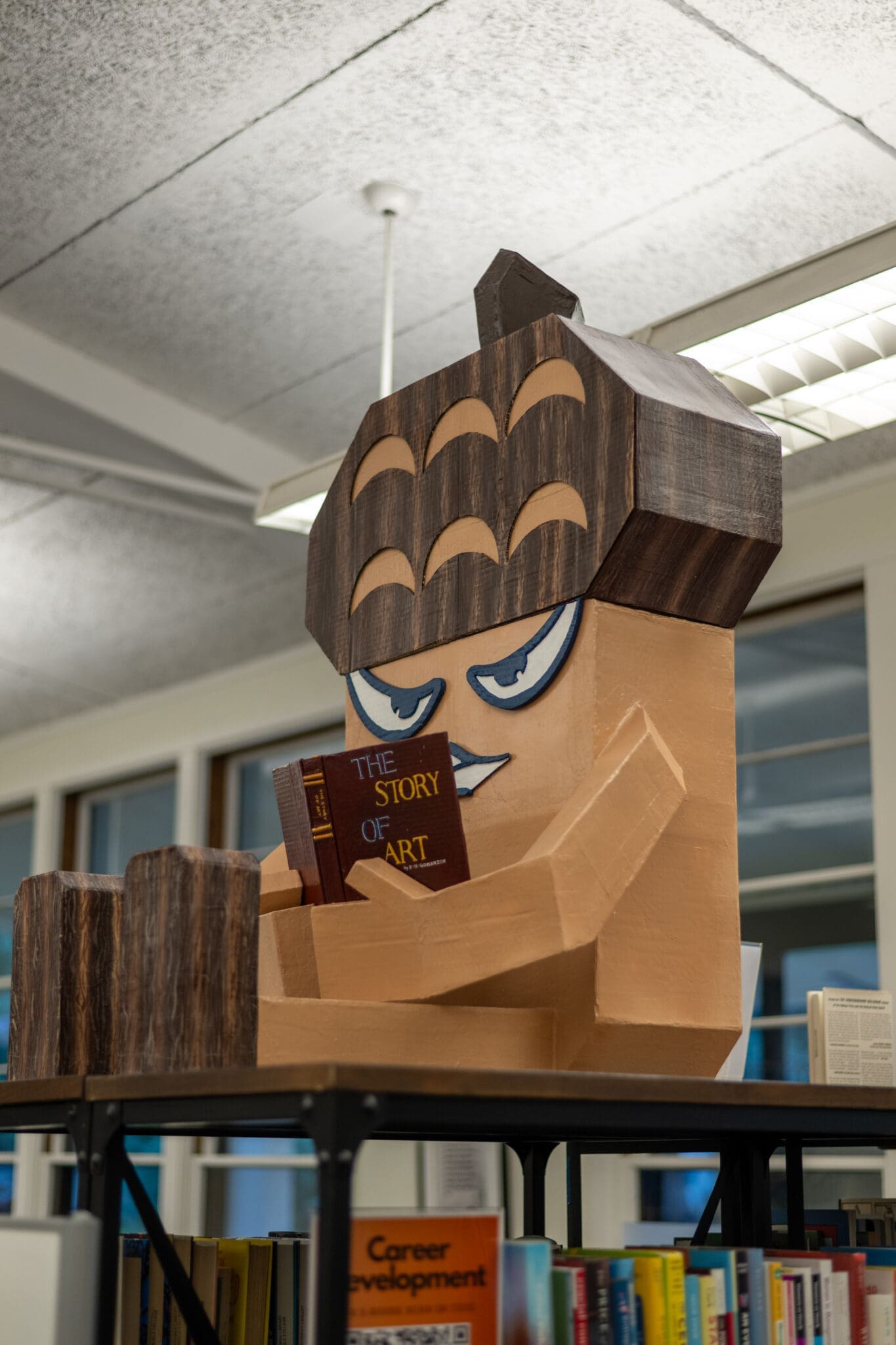 New “Library Oakie” Sculpture Installed in Bowman Library - Menlo College